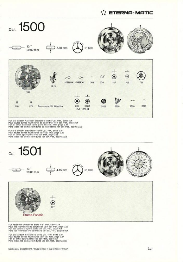 Calibre 1500 -1501 - Eterna-Fanatic.com
