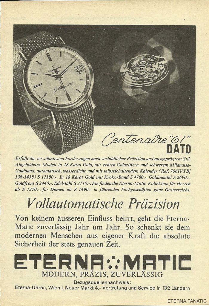 Eterna advertisement 1962 - Eterna-Fanatic.com